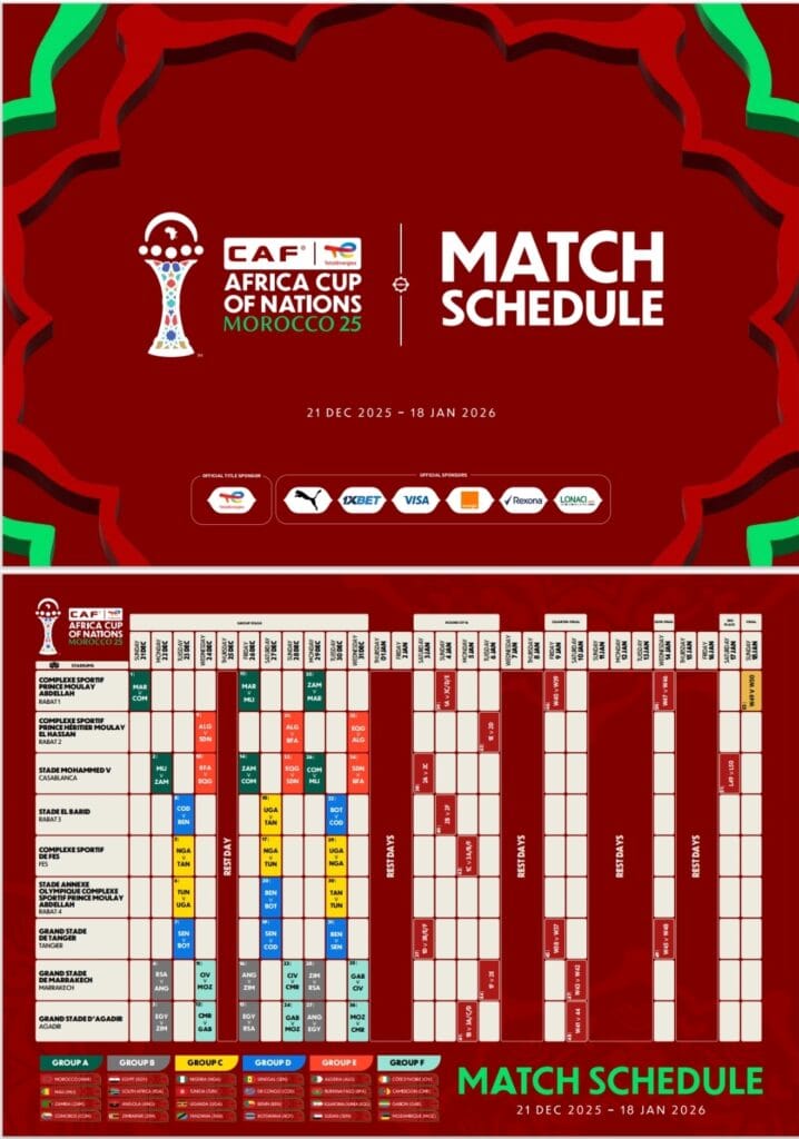 AFCON 2025 Schedule: Dates and Stadiums List - MoroccoBeat