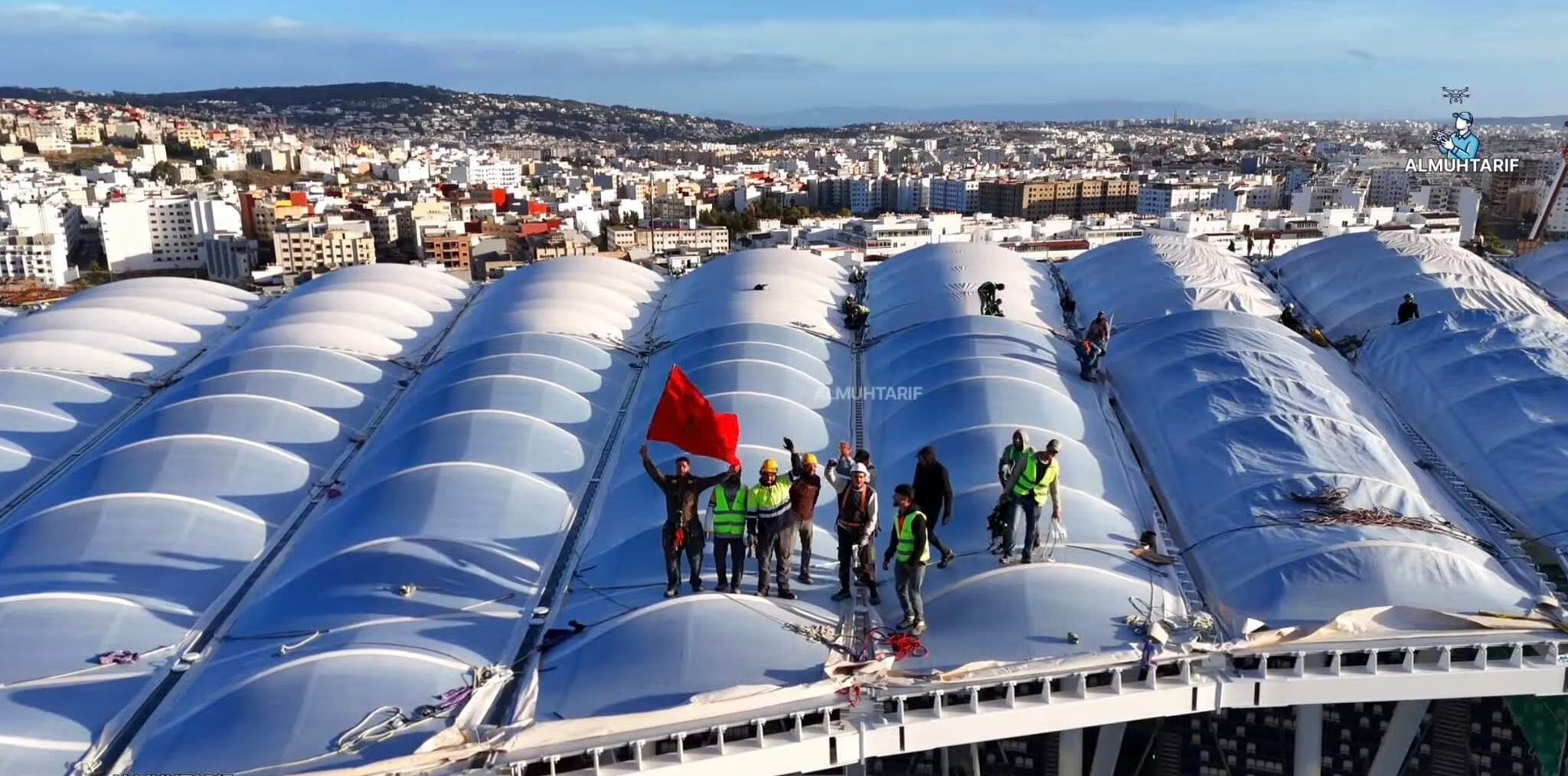 Grand Stade de Tanger Completes Roof Covering as Workers Raise Moroccan ...